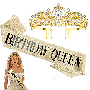 Birthday Sash for Women,Birthday Crown,Tiaras for Women,Birthday Queen Sash,Birthday Sash and Crown,Birthday Tiara for Women,Birthday Crowns for Women,Birthday Headband,Birthday Decorations for Women