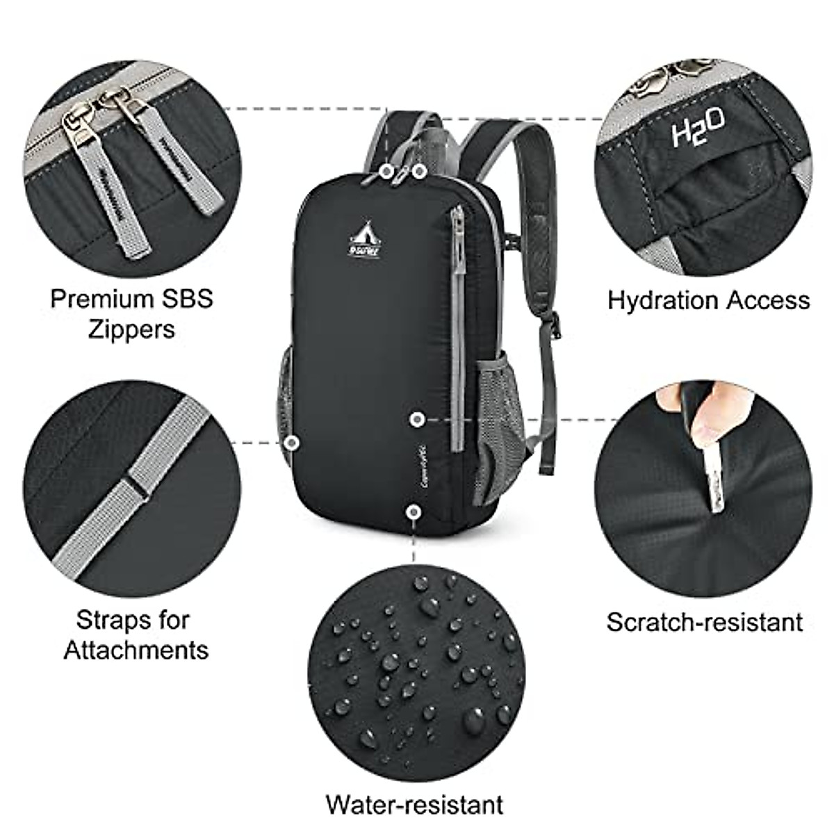 G4Free 16L Lightweight Hiking Daypack Packable Small Backpack Water Resistant Shoulder Bag for Travel Outdoor Men Women