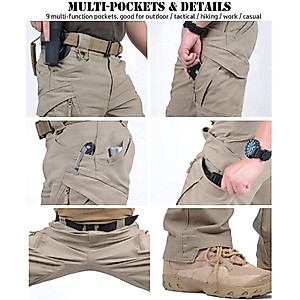 NAVEKULL Men's Work Cargo Pants Lightweight Tactical Pants for Men Stretch Cotton Military Army Combat Slim Fit Hiking Outdoor Trousers with Multi Zipper Pockets