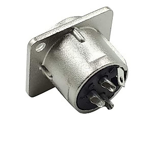 priaolker 3 Pin XLR Female Socket Metal Panel Mount Chassis Microphone Audio Jack D-Type Connector Adapter, Pack of 5