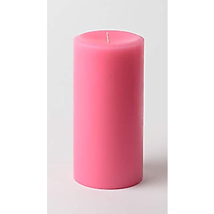 3" x 6" Hand Poured Solid Color Unscented Pillar Candles Set of 3 - (Pink)