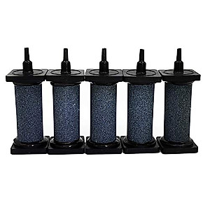 ALEGI Aquarium Air Stone Cylinder Bubbler with Plastic Shield for Hydroponic, Fish Tank (A3080 5pcs)
