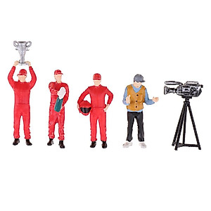 predolo 5Pcs 1/64 Scale Model Race Car Figures Playground Scenery Kits Kids Toys, Red, as described