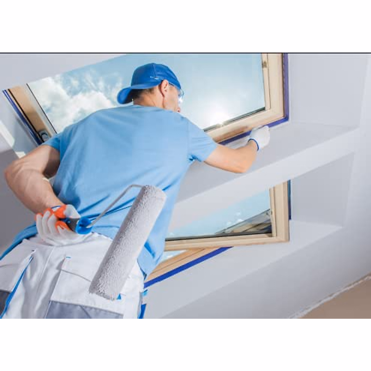 Professional Painters Tape 1inch x 60 Yards | Sharp Edge Line Technology Residue-Free MultiSurface Painter Tape | Automotive Refinish Paper Masking Paint Rolls for Wall Art Renovation (3 PACK -BLUE)