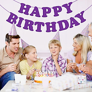 Purple Happy Birthday Banner Birthday Party Decorations Birthday Sign Birthday Backdrop Party Supplies Happy Birthday Bunting Banner for Kids Adults