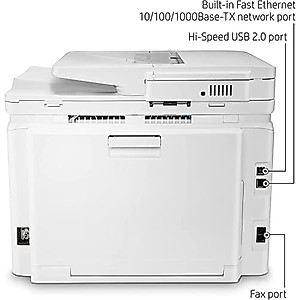 HP Color Laserjet Pro MFP M283cdw Wireless All-in-One Laser Printer, White - Print Scan Copy Fax - 2.7" LCD Display, 22 ppm, 600 dpi, Auto 2-Sided Printing, 50-Sheet ADF, Ethernet, USB, Cbmoun