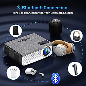 WiFi Projector with 100" Projector Screen, VILINICE Native 1080p 8500L Bluetooth Projector 4k Supported Movie Projector 100,000 Life Hours Compatible with TV Stick, Roku,HDMI,USB,TF,VGA,AUX,AV