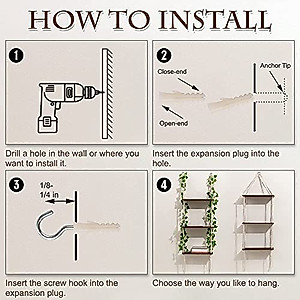 MI X TEE 3 Tier Wall Hanging Shelves with Artificial Ivy Leaves, Wooden Hanging Storage Floating Shelves for Small Plants, Macrame Shelves, Boho Room Decor Handmade Cotton Rope,Living Room Bedroom