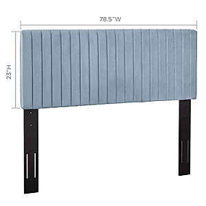 Modway Keira Channel Tufted Performance Velvet Upholstered King Headboard in Light Blue