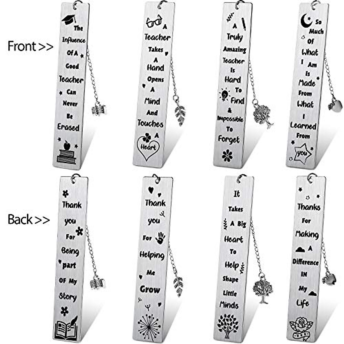 4 Pieces Metal Bookmarks Teacher Appreciation Bookmark Thank You Teacher Book Page Marker for Teachers Instructors Birthday Graduation Presents Book (Stylish Style)