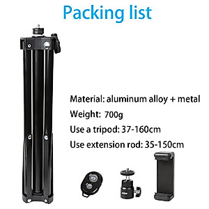 PellKing 2in1 Tripod Extension Rod 59in Adjustable Selfie Stick with Phone Clip for DJI OM4 SE 5/Osmo Mobile 6 3 2/Feiyu Zhiyun and More Hand Held Gimbal Stabilizer Accessories