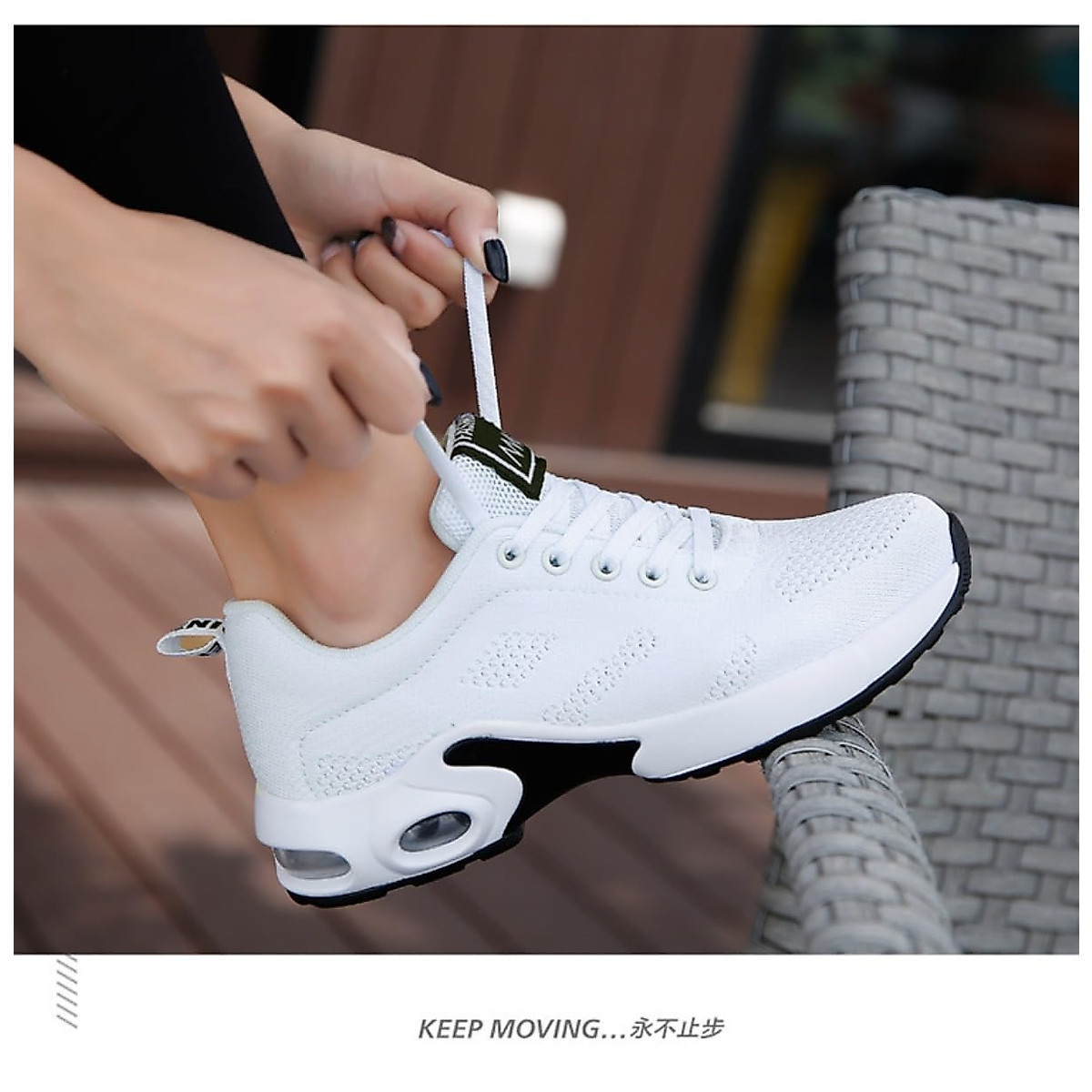 Fenlogft Women's Flying Knit Running Shoes - Lightweight Lace-up Sneakers for Daily Walking and Work, Garden Shoes (White, Size, 6.5)