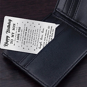 Alotozo Happy Birthday Son Card - Birthday Gifts for Son - to My Son Bday Engraved Wallet Card Inserts