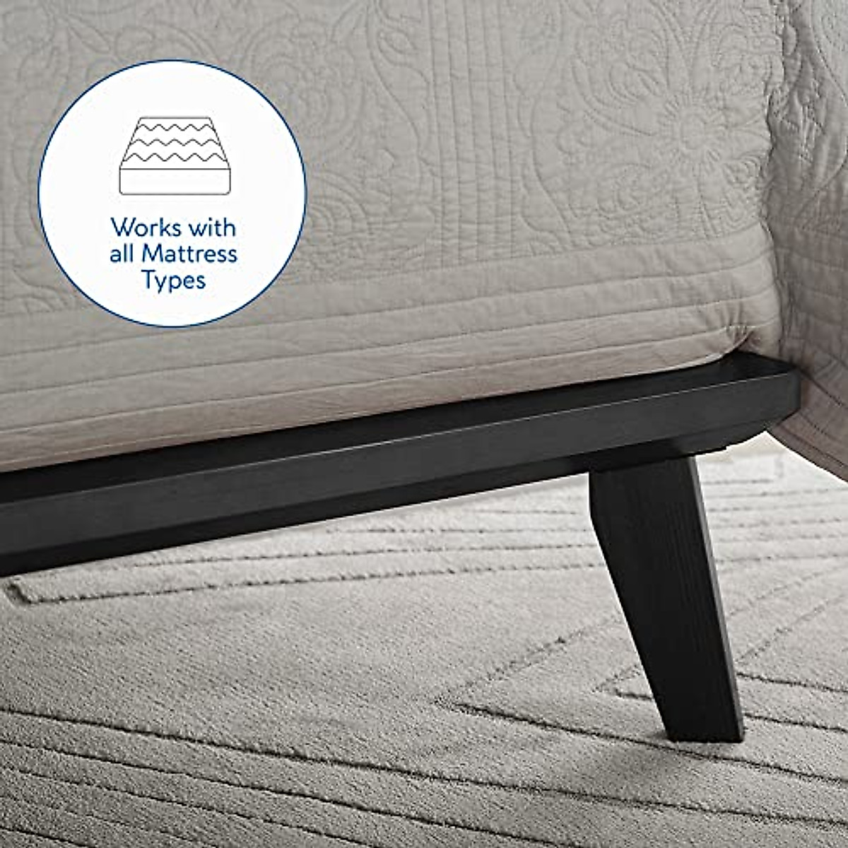 Classic Brands Canton Wood Platform Bed Frame Black, King