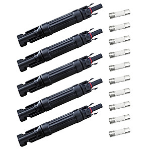 15A Solar Fuse Holder Inline, 5PCS Waterproof Solar Fuse Connector for Solar Panel and Solar Controller, Solar Surge Protection Device with Male and Female Connector