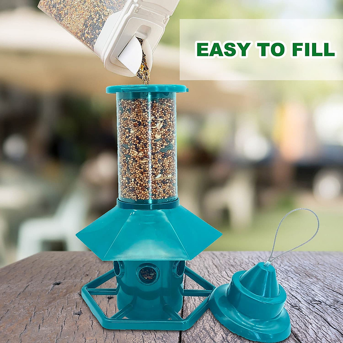 Squirrel Proof Bird Feeder for Outdoors Hanging, Gravity Protection Squirrel Proof Wild Bird Feeders for Outside