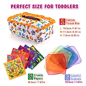 EFO SHM Baby Tissue Box Toy - Baby Toys 6-12 Months - Montessori Toys for Babies 6-12 Months, Infants Contrast Crinkle Sensory Toy for 1 Year Old Boys Girls Kids Early Learning Toys Baby Gifts