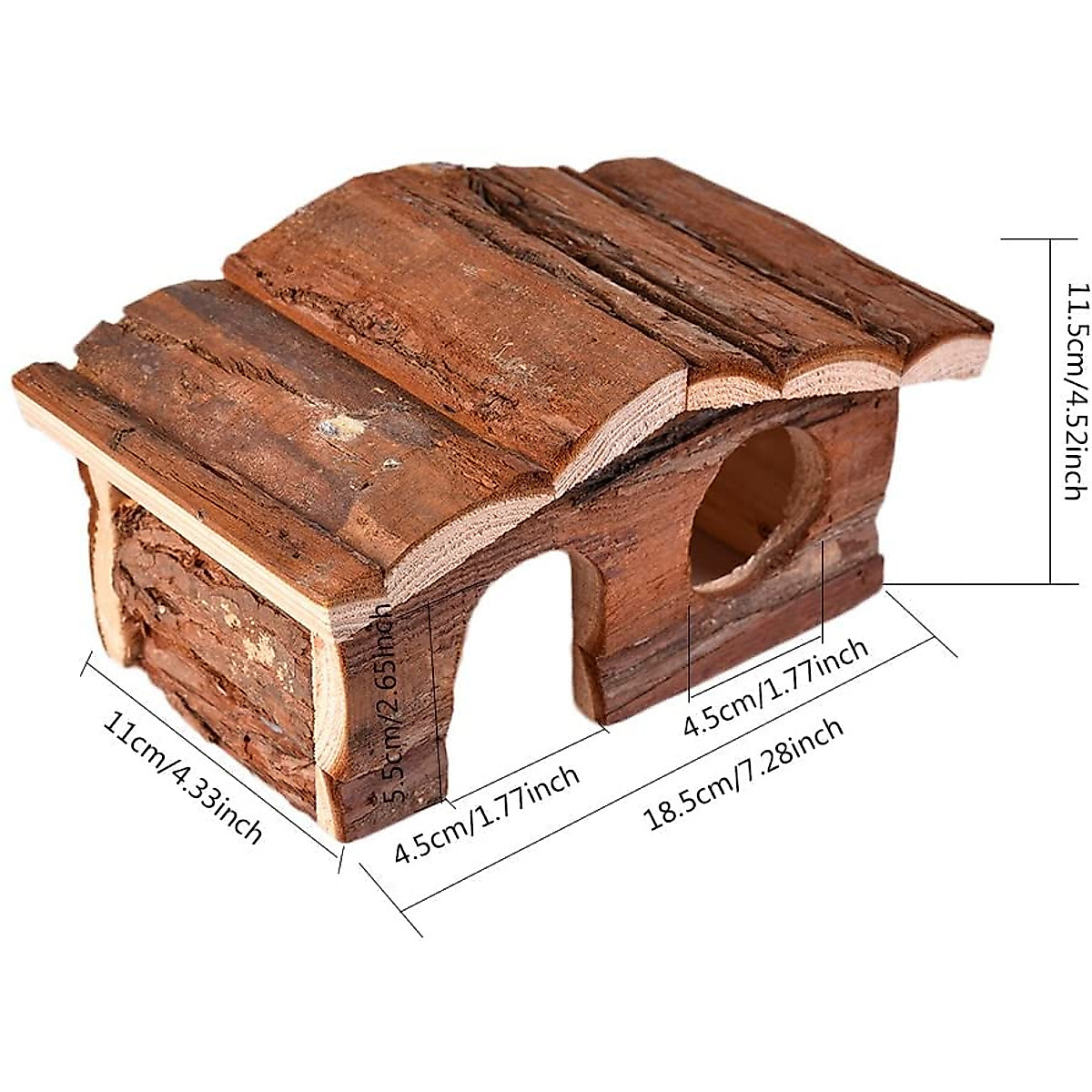 Hamster Chewing Toy Natural Wooden House Safe Hideout Hut for Mice Gerbils