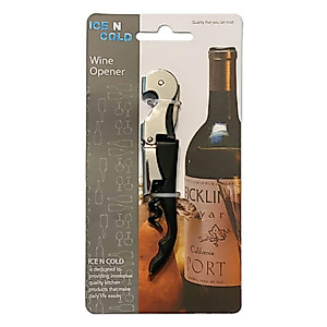 Ice N Cold Double Hinge Waiter's Corkscrew Wine Bottle Opener | Matte Black and Stainless Steel | Pack of 12