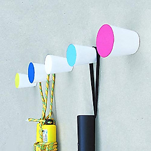 WINGOFFLY 3PCS Decorative Wooden Wall Mounted Hanging Coat Hat Hooks Modern Colorful Clothes Hanger Handemade Craft Rack(Nature& Red& Yellow)