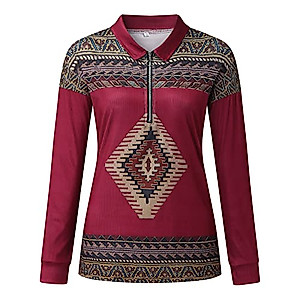 Long Sleeve Shirts for Women Multipack Ritual Women's Soft Rayon Jersey Crew Neck Long-Sleeve Split-Hem Tunic Wine