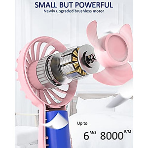 Handheld Fan Mini Portable Fan, 8-25 Hours Personal Hand Held Fan, USB Rechargeable Small Portable Fan, 3 Speeds Battery Operated Pocket Mini Fan, Powerful Makeup Eyelash Fan for Travel Indoor Outdoor