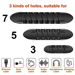 DASIGJID Cable Organizer Cord Holder - 6 Packs Desk Self Adhesive Cable Management Clips for USB Charger Nightstand Power Cord Mouse Wire for Car Office Home