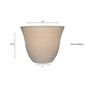 Classic Home and Garden Honeysuckle Resin Flower Pot Planter, Beige, 15"