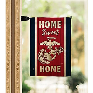 Home Sweet Marine Corps Garden Flag - Set Mailbox Hanger Armed Forces USMC Semper Fi United State American Military Veteran Retire Official - House Banner Small Yard Gift Double-Sided 13 X 18.5