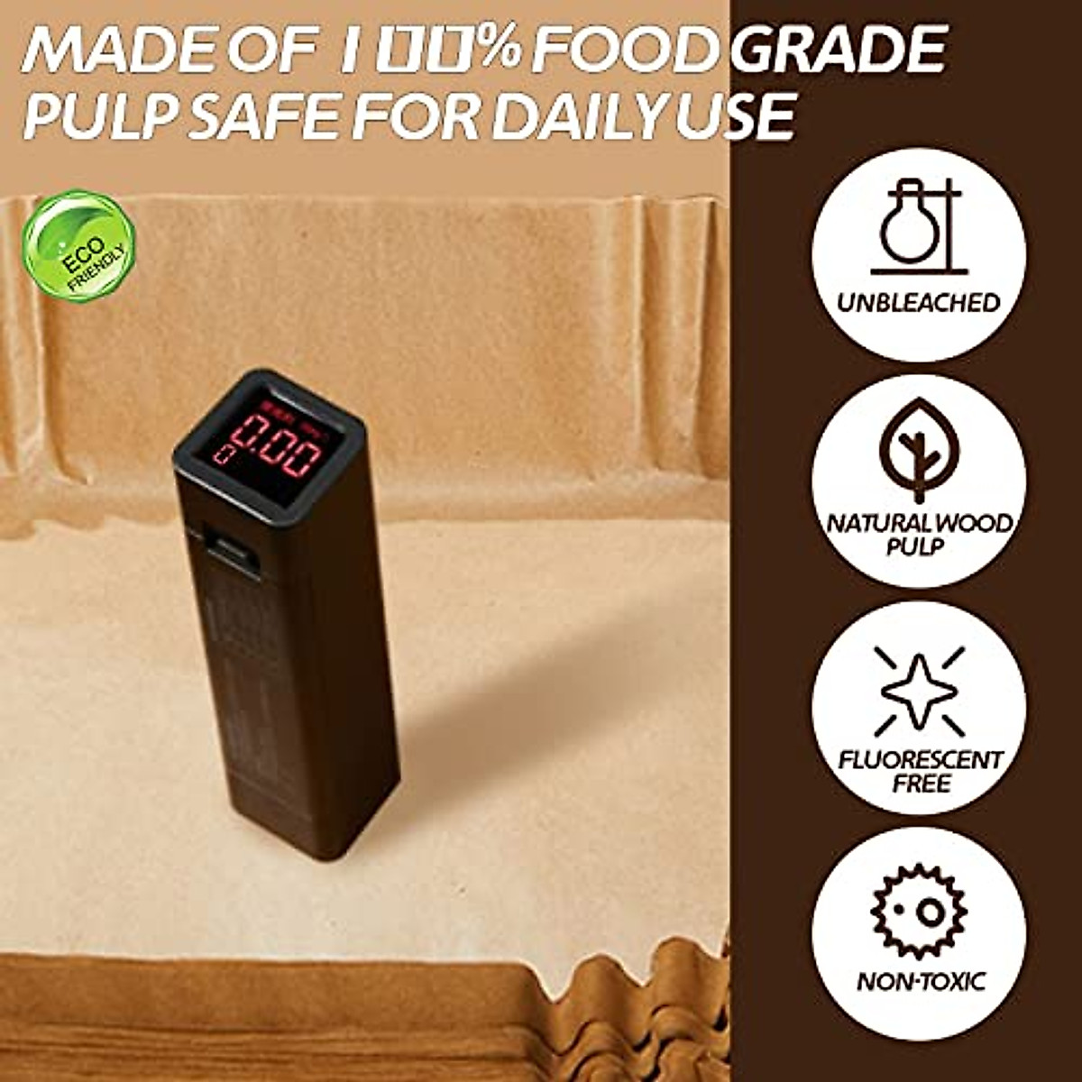 Square Air Fryer Disposable Paper Liner, 100pcs 7.9 inch Air Fryer Liners Disposable, Unbleached Parchment Paper for Air Fryer, Baking, Microwave Oven, Non-Stick & Oil-proof
