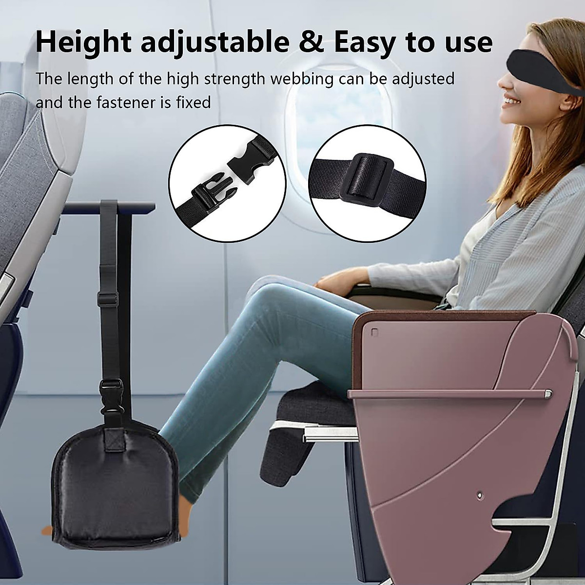 Airplane Footrest (Thickened Memory Cotton) - Portable Travel Foot Hammock Airplane or Office Footrest,Airplane Travel Accessories,Plane Footrest，Provides Relaxation and Comfort for Long Flights
