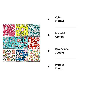 REYNOSOHOMEDECOR Cotton Cloth Napkins Set of 10 Hand Block Printed Size 16 x 16 Kitchen Dining Room Table