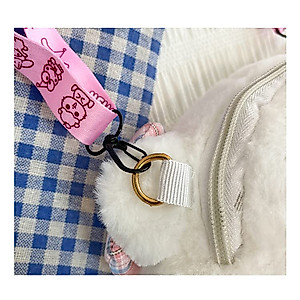 Kawaii Cat Plush Crossbody bag with Adjustable Lanyard, Kawaii Handbag with Zipper, Wallet Fluffy Purse Shoulder Bag Coin Pouch Accessories for Women Girls