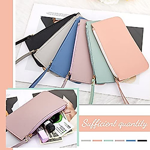 Dunzy 6 Pcs Bridesmaid Clutch Bag Wristlet Wallet for Women Slim Pouch Purse Zipper Handbag with Strap 6 Colors Bags for Phone Travel Wedding Evening Women Bridesmaid Gifts