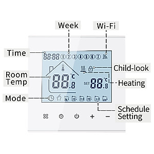 MincoHome Smart Thermostat 16A Save Energy Underfloor Heating Temperature Controller WiFi Voice App Connect Compatible Amazon Alexa, Google Assistant (White for Electric Heating)