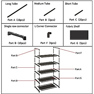 Yegazte 5-Tier Stackable Shoe Rack, Narrow Shoe Stand for 10-12 Pairs Shoe and Boots Organizer Storage Shelf Space Saving for Closet, Entryway and Hallway(White)