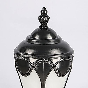 CZLZY Creative Modeling Aluminum Column Light European Style E27 Pillar Lamp Outdoor Post Light Fixtures Waterproof IP55 Glass Lampshade Villa Garden Landscape Light Lawn Lamp