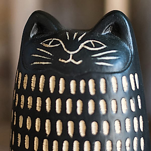 BOOMLATU Cute Cat Statue,Figurines Collectibles Garden Sculpture Home Room Decorations (Black)