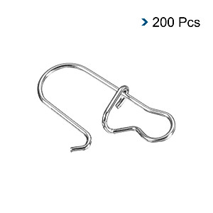 PATIKIL Fishing Snaps, 200 Pack 24LBS Stainless Swivel Tackle Kit Fishing Clips Lure for Saltwater Freshwater, Silver