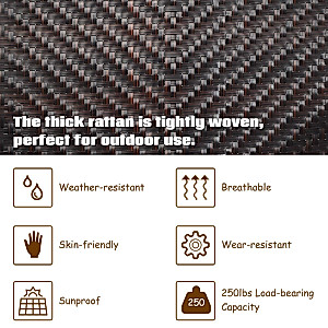 Tangkula 2 Pcs Folding Reclining Rattan Chair, Portable Chaise Lounge Chair w/Adjustable Positions, Outdoor Lounge Chair with Wide Armrest, Sturdy Steel Frame for Garden, Patio, Beach (2)