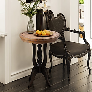 COZAYH Rustic Farmhouse End Table, Natural Top Side Table for Family, Dinning or Living Room, Handcrafted Finish, Modern, Black