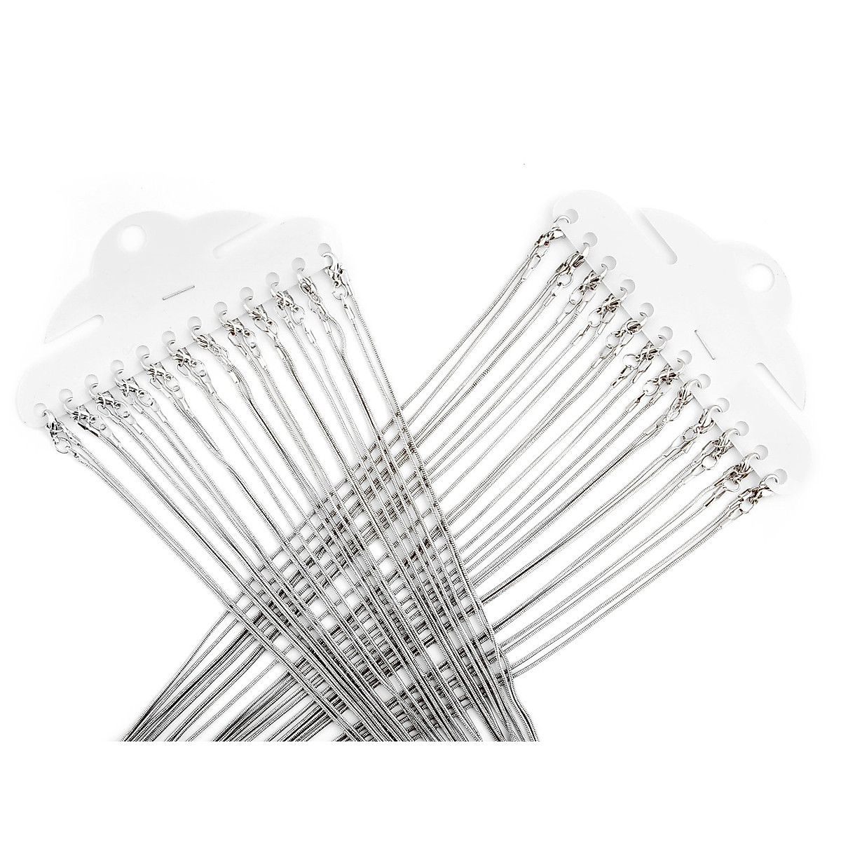 24pcs 18 Inch 925 Silver Plated 1.2mm DIY Snake Chain Charms Link Necklace with Lobster Clasps for Jewelry Making