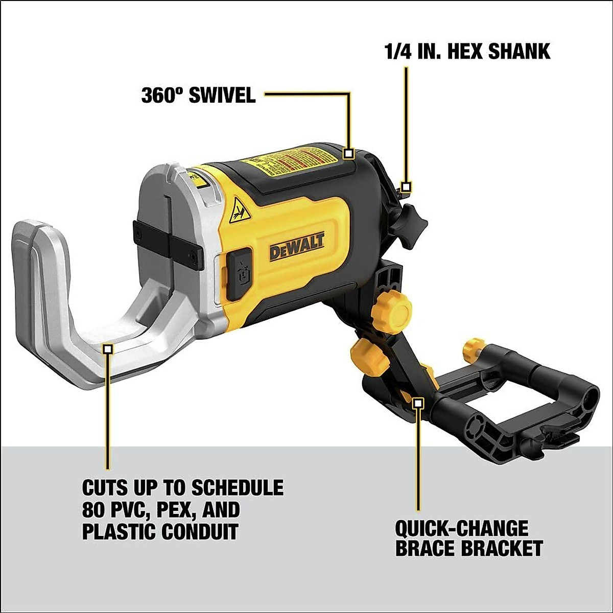 DEWALT IMPACT READY PVC/PEX Cutter with Brace Bracket (DWAPVCIR)