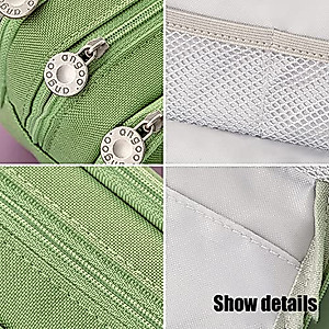 EHOPE Large Capacity Pencil Case 3 Compartments Pencil Pouch Portable Large Storage Canvas Pencil Bag for School Student Teen Girl Boy (Green)