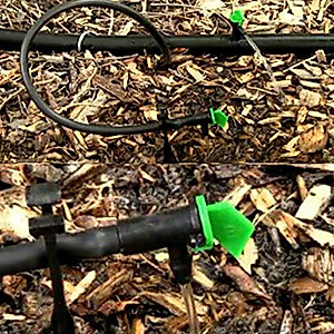 Lxcom Lighting 100 Pack 4 GPH Flag Drip Emitter Drip Emitters 16L/H Emitter Sprinkler Drippers System Parts Connect 4mm/7mm Hose for Lawn Vegetables Garden (Green)