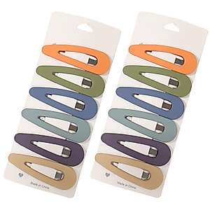 Matte Hair Barrettes for Women and Girls - B.PHNE 2.8 Inch Non Slip Snap Hair Clips for Thick or Thin Hair - Cute Candy Color Metal Cutout Drop 12 Pack