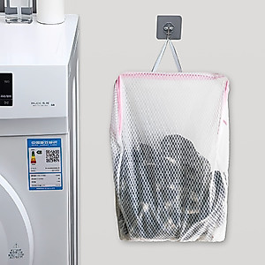 Nufiwra 4Pcs Large Mesh Laundry Bags with Handles, 15.7 x 11.8 Inch Side Widening Zippered Delicate Bag for Washing Machine, Ideal for Washing Socks, Baby Items, Lingerie, Travel Garments