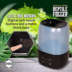 Evergreen Pet Supplies Reptile Humidifier/Fogger - 4L Tank - New Digital Timer - Add Water from Top! for Reptiles/Amphibians/Herps - Compatible with All Terrariums and Enclosures