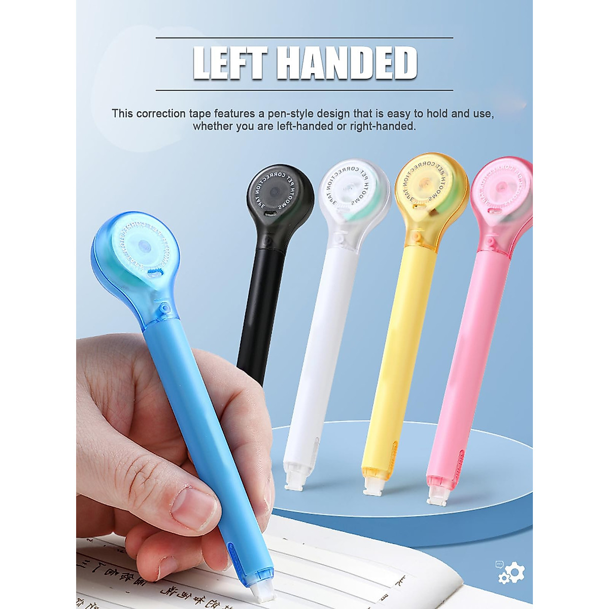 MAYRAIN 5pcs Correction Tape Pen, White, 1/5" x 236", Push-pull Protectiv