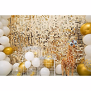 Kate Square Light Gold Sequin Wall Panels Shimmer Wall Birthday Party Backdrop Decorations (Pack of 12)